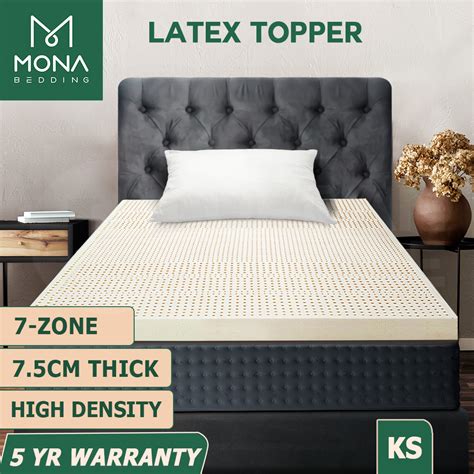 Mona Bedding Latex Mattress Topper 75cm King Single 7 Zone Underlay