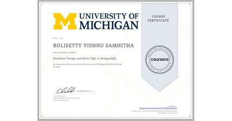 bolisetty vishnu samhitha on linkedin completion certificate for database design and basic sql