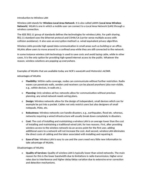 Introduction To Wireless Lan Pdf Infrared Wireless Lan