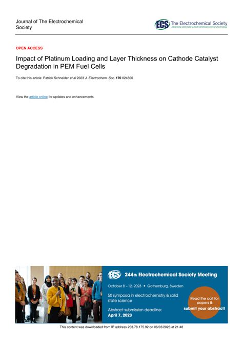 Pdf Impact Of Platinum Loading And Layer Thickness On Cathode Catalyst Degradation In Pem Fuel