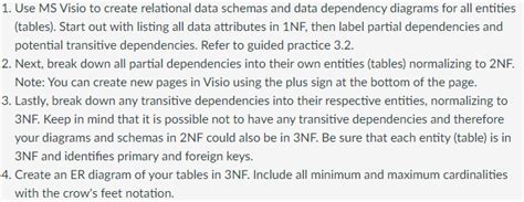 Solved Use MS Visio To Create Relational Data Schemas And Chegg Com