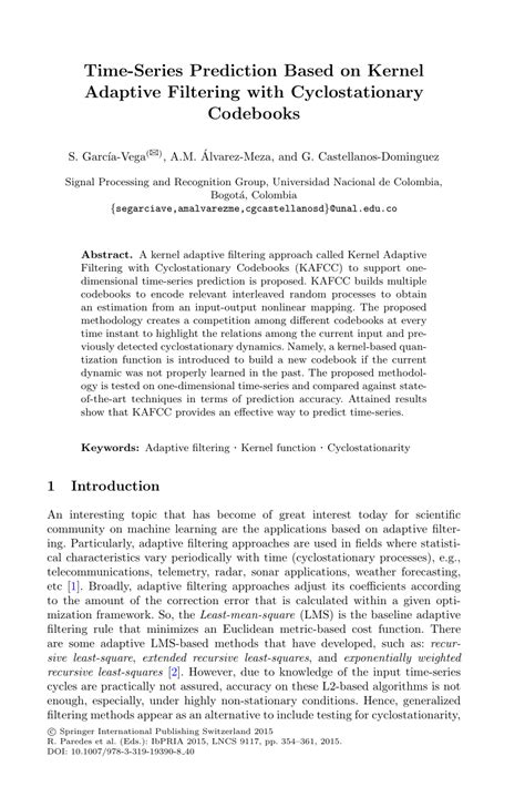Pdf Time Series Prediction Based On Kernel Adaptive Filtering With Cyclostationary Codebooks