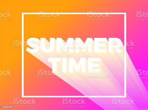 그라데이션 배경의 프레임의 여름 시간 텍스트입니다 노란색과 분홍색 그라데이션 색상 80 년대 복고풍 공상 과학 3d 텍스트 광고