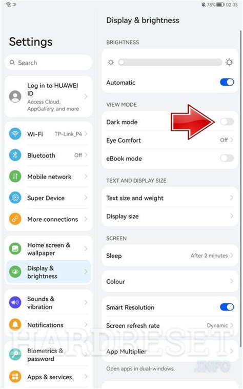 How To Turn On And Turn Off Dark Mode On Huawei Matepad Wi Fi Hardreset Info