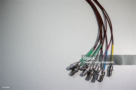Bundle Of Bnc Signal Cables On White Background Concept Of Broadcast Tv And Data Communications