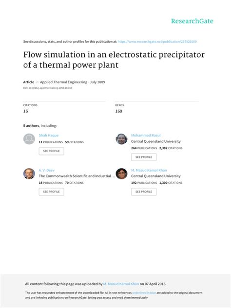 Flow Simulation In An Electrostatic Precipitator Of A Thermal Power Plant Shah Et Al 2009