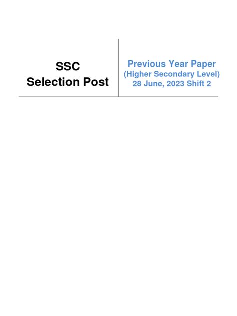 Ssc Selection Post Higher Secondary Level Pyq 28th June 2023 Shift 2 Ssc Selection Post Higher Secondary Level Pyq 28th June 2023 Shift 2
