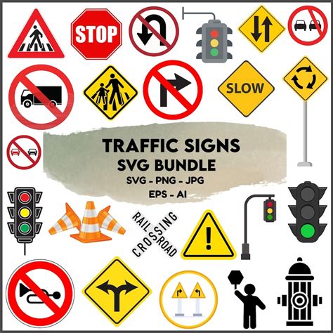 Traffic Signs Svg Clipart Road Symbols For Cricut Digital Download
