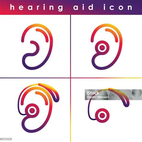 Ear Hearing Aid Deaf Problem Icons Set Vector Symbol Isolated On White