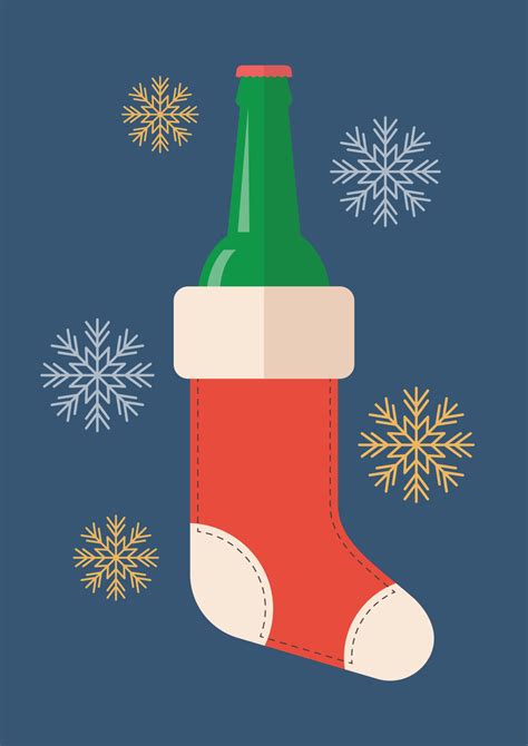 Bottle Of Beer In Christmas Stocking With Snowflake Pattern 14419161