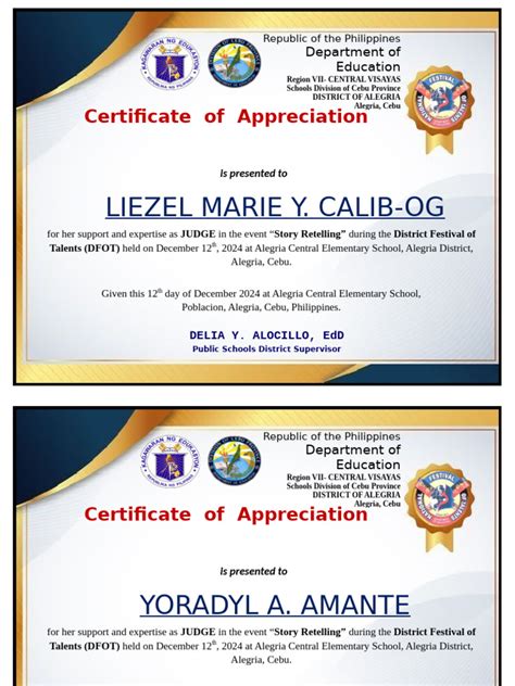 Certificate For The Judges Dfot 2024 Pdf