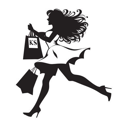 A Shopping Girl Vector Silhouette Shopping Girl Vector Clipart
