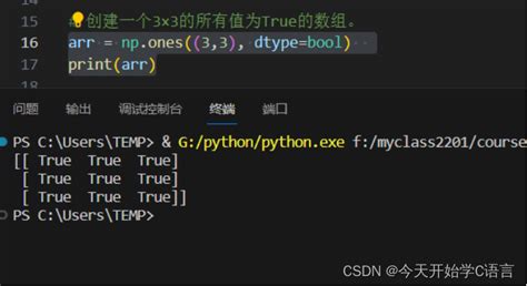 Python练习之numpy的使用如何创建一个3x3的二维数组值全为true真 Csdn博客