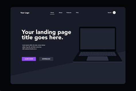 Premium Vector Dark Mode Landing Page
