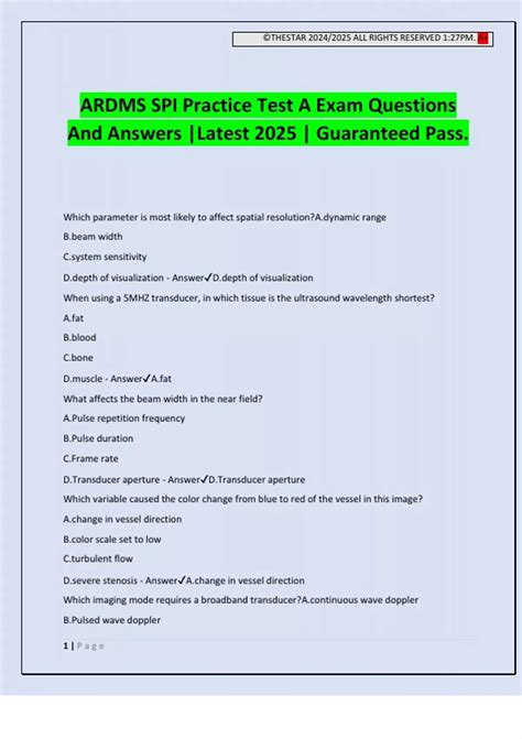 Ardms Spi Practice Test A Exam Questions And Answers Latest 2025