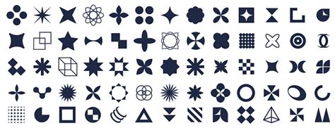 추상적인 복고풍 기하학적 모양의 집합입니다 기하학적 모양과 요소 현대 인물 꽃 바우하우스 요소 브루탈리즘 디자인 Y2k 요소 아이콘 및 표지판 컬렉션 0명에 대한 스톡 벡터