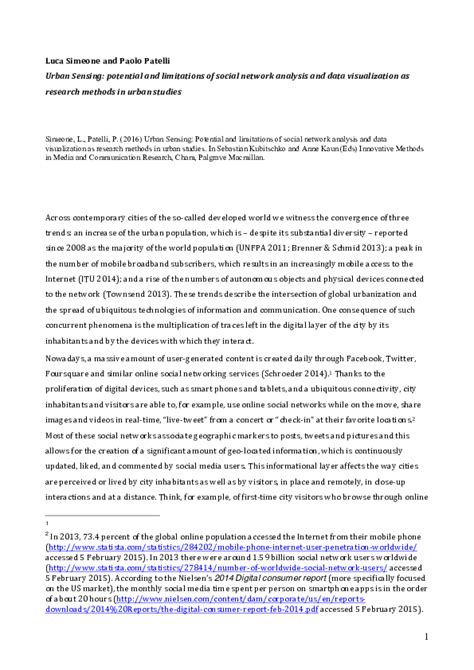 Pdf Urban Sensing Potential And Limitations Of Social Network Analysis And Data Visualization