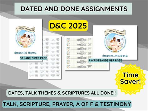 2025 Lds Primary Wristband Sticker Assignment Kit Dated And Done