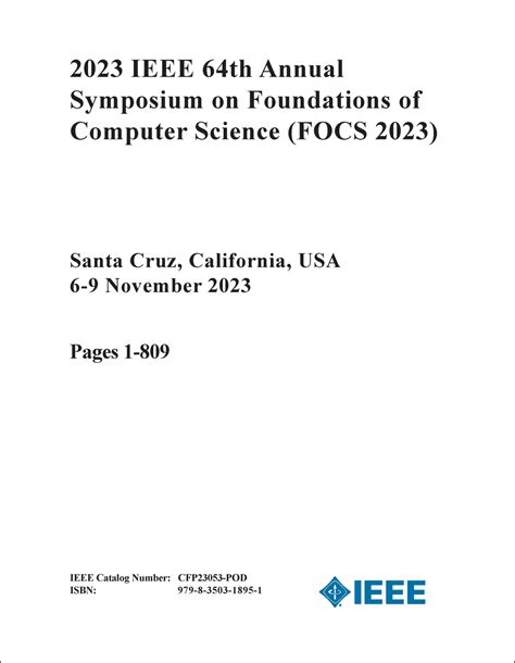 Foundations Of Computer Science Ieee Annual Symposium 64th 2023 Focs 2023 3 Vols