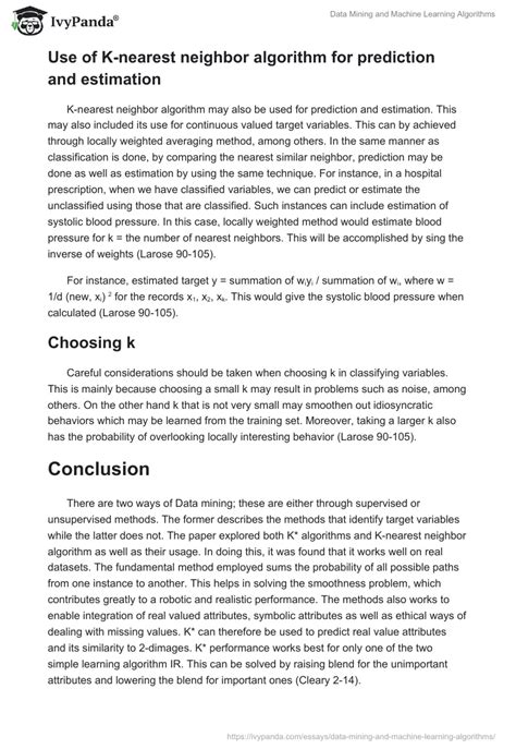 Data Mining And Machine Learning Algorithms 1723 Words Critical