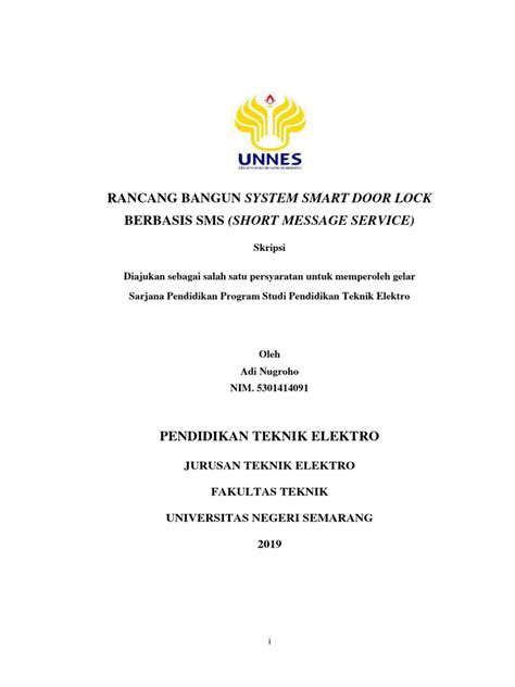 Rancang Bangun System Smart Door Lock Berbasis Sms Short Message Service Pdf