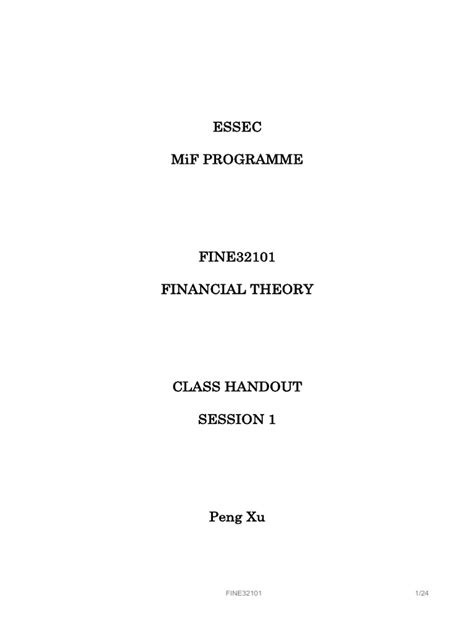 Financial Theory Pdf Net Present Value Securities Finance