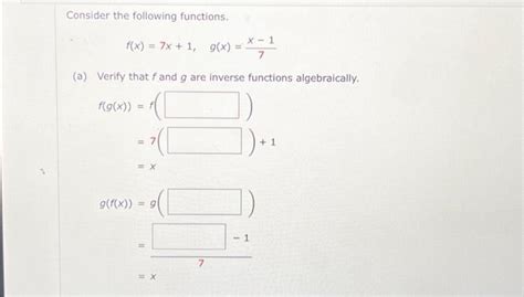 Solved Consider The Following Functions X A Verify Chegg Com