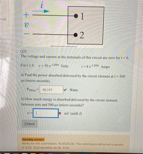 Solved The Voltage And Current At The Terminals Of This Chegg
