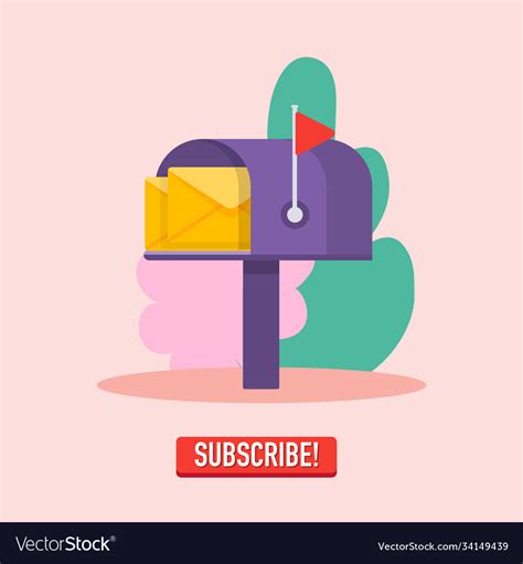 Email Subscribe Mailbox And Submit Button Online Vector Image