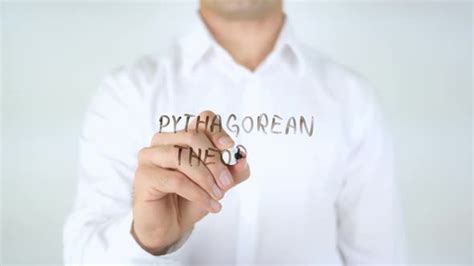 Pythagorean Theorem Man Writing On Glass Business Corporate Stock