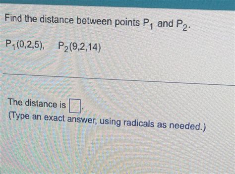 Solved Find The Distance Between Points P And P P P Course Hero