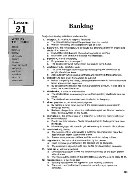 Lesson 21 Banking Pdf