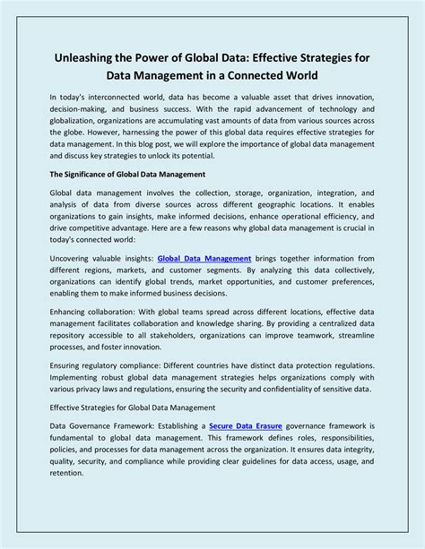 Unleashing The Power Of Global Data Effective Strategies For Data