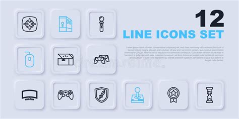 Set Line Game Rating With Medal Old Hourglass Chest For Game Joystick Arcade Machine