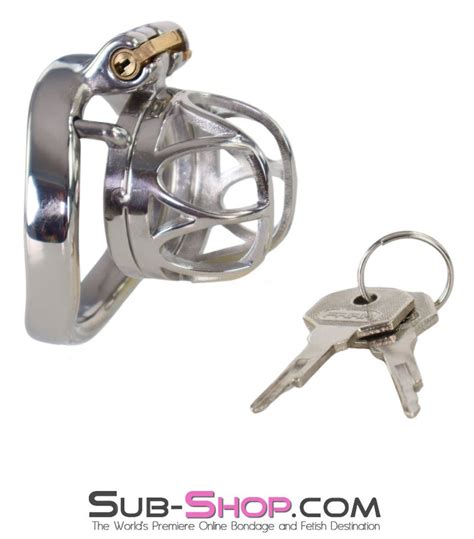 7829m The Brig Small Steel Cock Cage Chastity With Medium Cock Ring