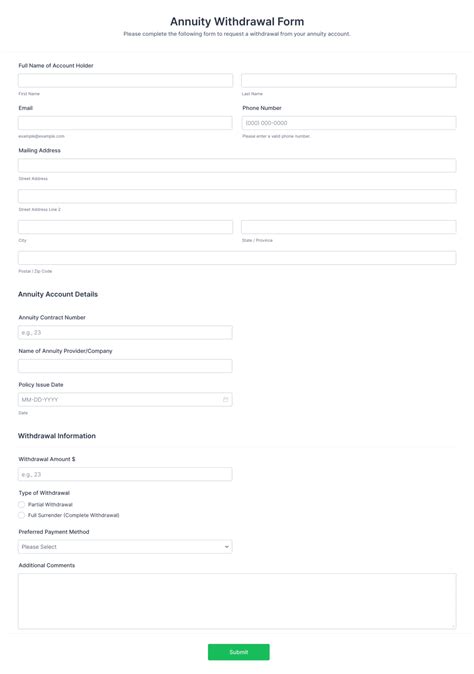 Annuity Withdrawal Form Template Jotform