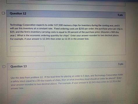Solved Question 12 5 Pts Technology Corporation Expects To Chegg Com