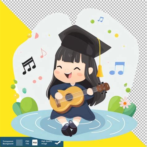 기타를 연주하는 음악가 만화 터 투명한 배경 Png Psd 프리미엄 Ai 생성 Psd