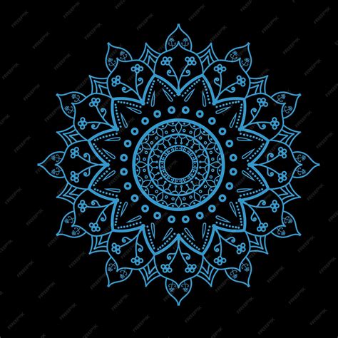 Premium Vector A Blue Mandala With A Flower Pattern On A Black