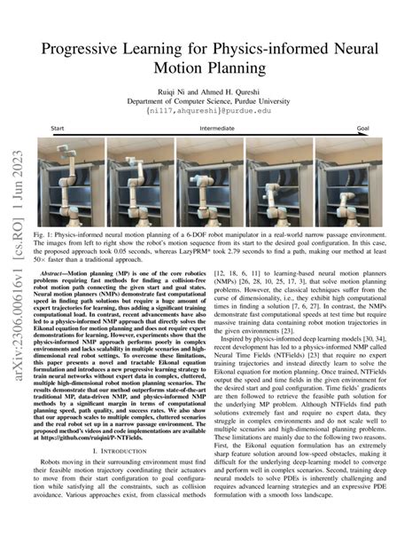 Progressive Learning For Physics Informed Neural Motion Planning Deepai