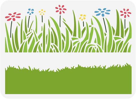 1 Pc Grass Field Stencil 83x117inch Grass Stencil Flowers Drawing