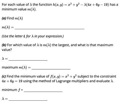 Solved For Each Value Of λ The Function