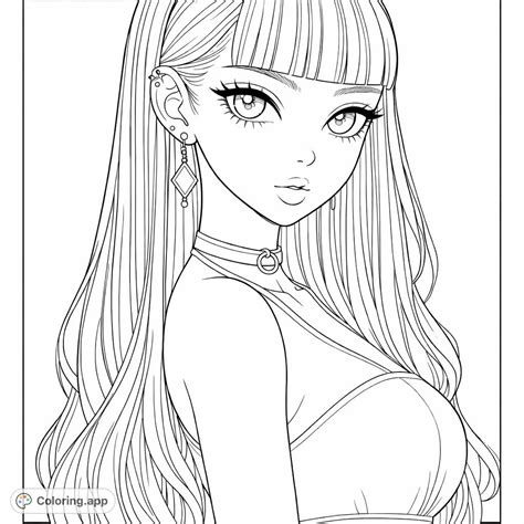 Anime Girl Fashion Portrait Coloringapp
