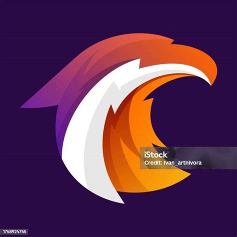 벡터 일러스트 레이 션 이글 그라디언트 다채로운 스타일 갈색에 대한 스톡 벡터 아트 및 기타 이미지 갈색 개념 고리 발톱