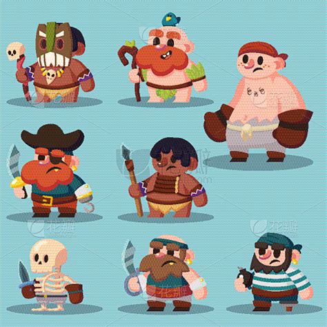 可爱的土著人海盗萨满游戏小精灵动画片炮男孩人