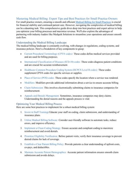 Optimizing Medical Billing And Coding Efficiency Pdf