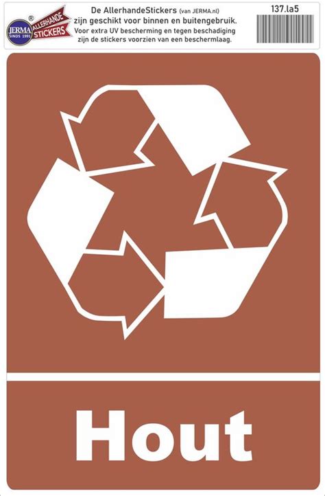 Hout Recycling Logo Sticker Bol