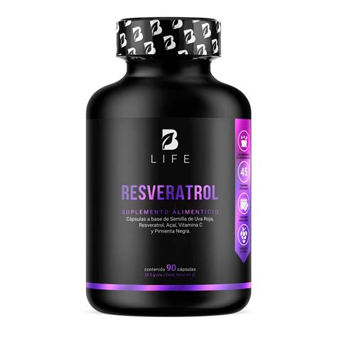Resveratrol B Life Resveratrol Con Pimienta Negra Uva Roja Acai Y