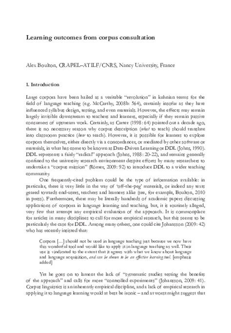 Pdf Learning Outcomes From Corpus Consultation