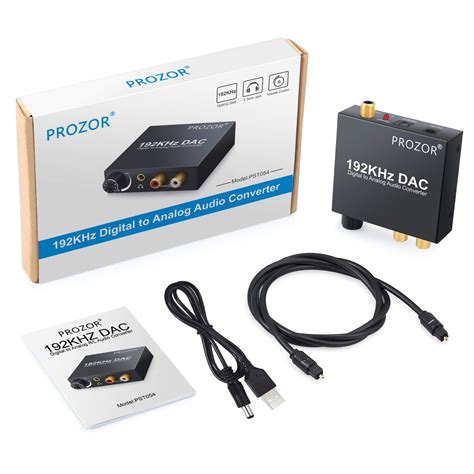 PROZOR 192KHz DAC Converter Volume Adjustable Digital SPDIF Optical Coaxial Toslink To Analog